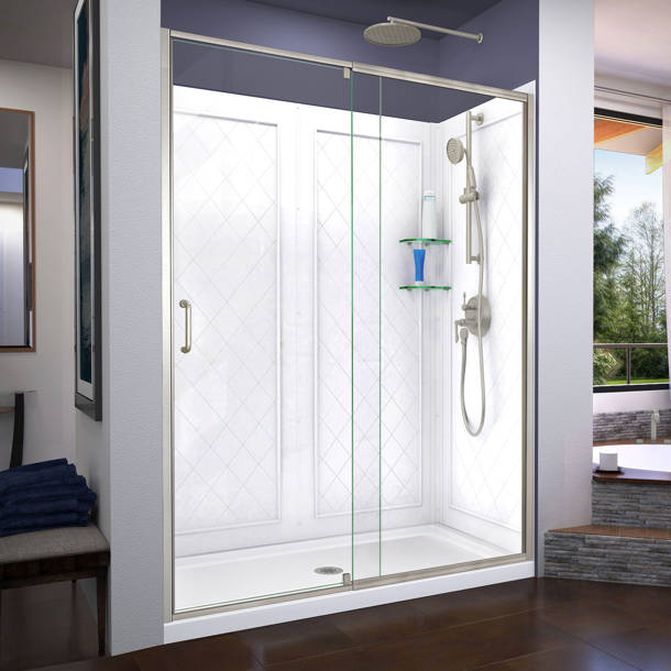 DreamLine Flex 36" x 76.75" Rectangle Pivot Shower Enclosure With Base Included & Reviews | Wayfair